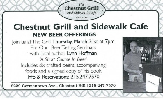 Chestnut Grill and Sidewalk Cafe Hosts Beer Tasting Seminar, March 21 ...
