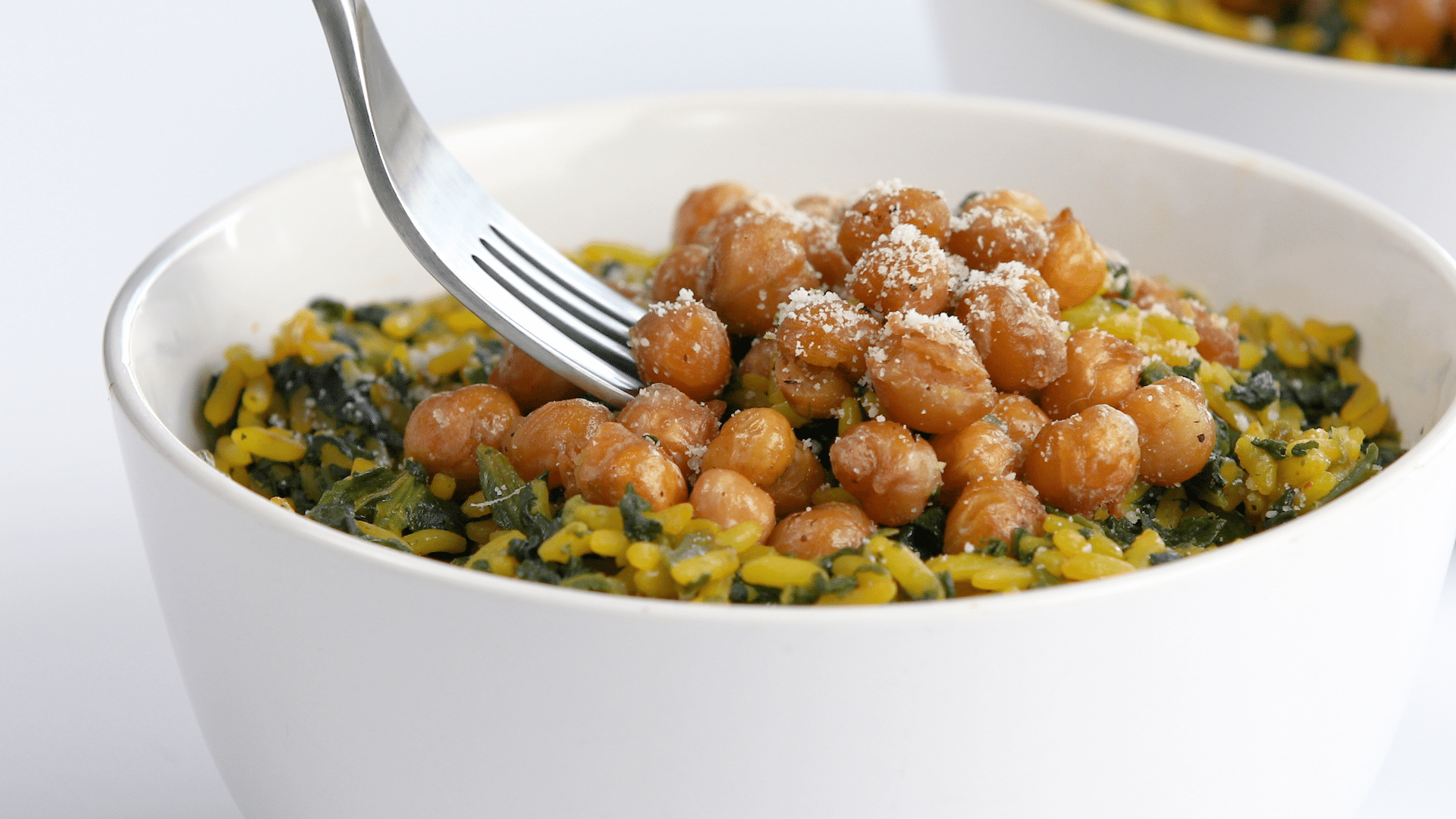 Nourish PA: Boxed Seasoned Rice with Frozen Spinach and Roasted Chickpeas